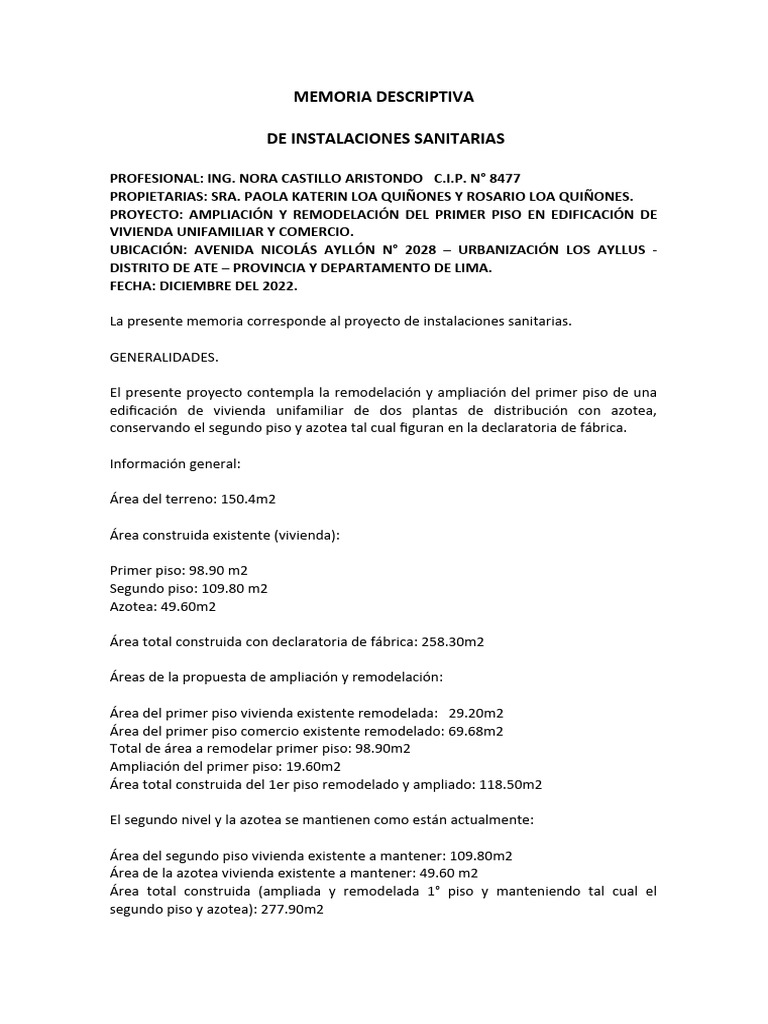 M.D. Ii - SS - Loa - 19.12.22 | PDF | Agua | edificio