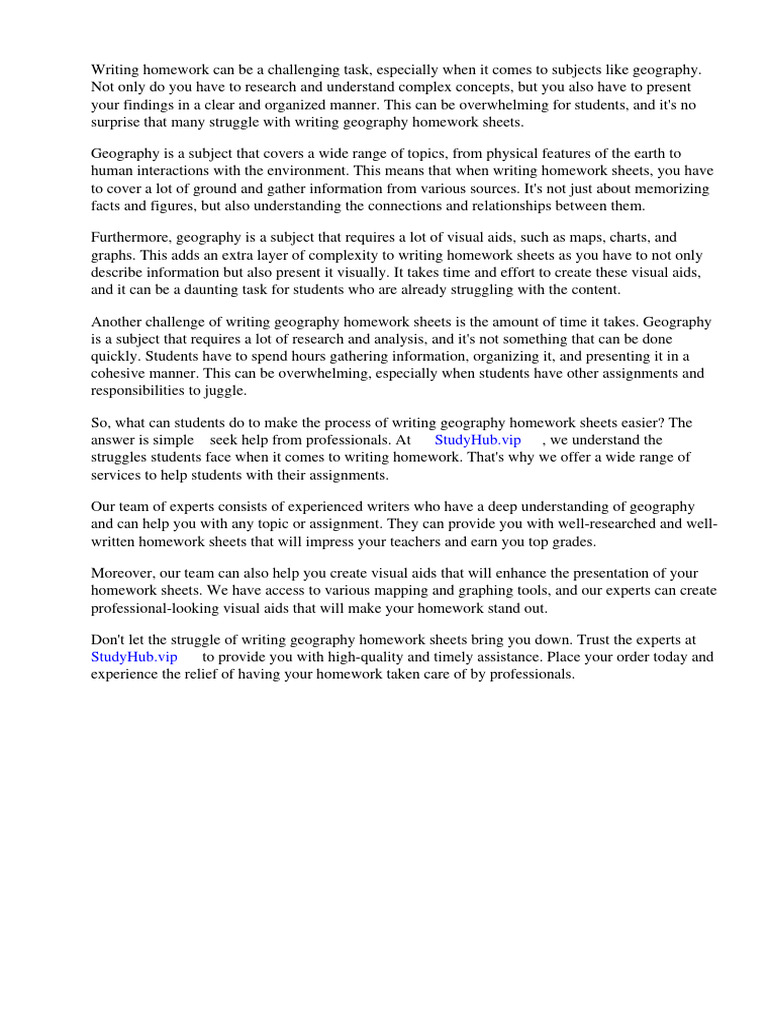 Geography Homework Sheets | PDF | English As A Second Or Foreign ...