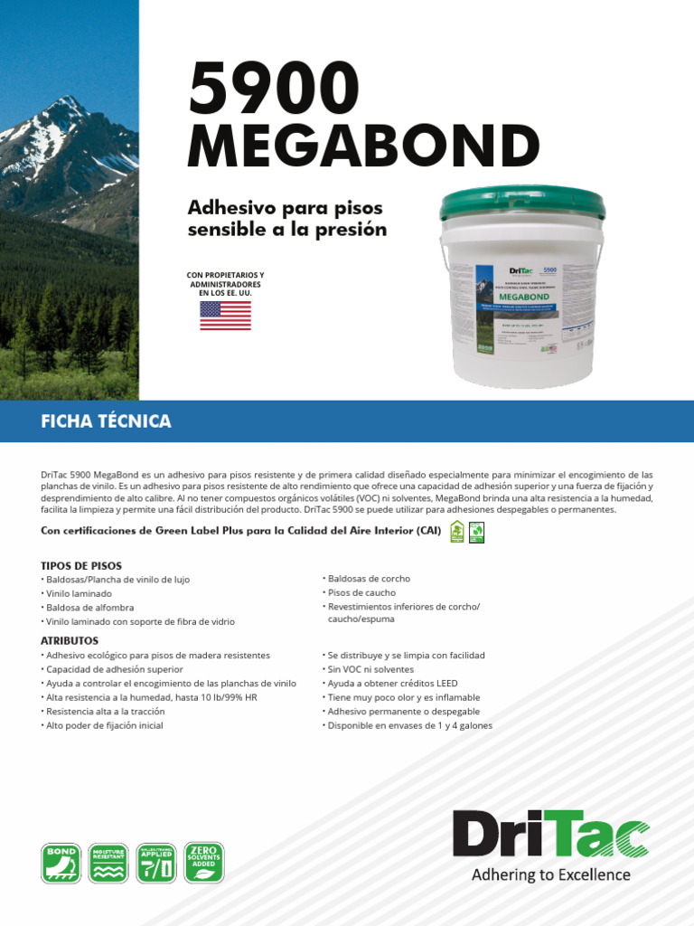 DriTac 5900 MegaBond Technical Data Sheet Spanish | Descargar gratis ...