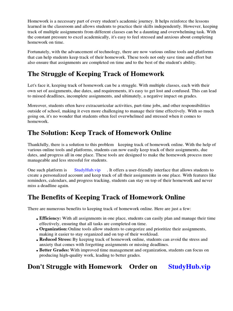 Keep Track of Homework Online | PDF | Homework | Time Management