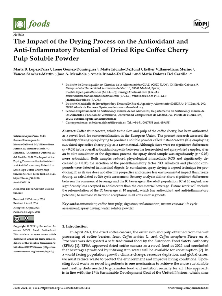 The Impact of the Drying Process on the Antioxidant and Anti-Inflammatory Potential of Dried ...