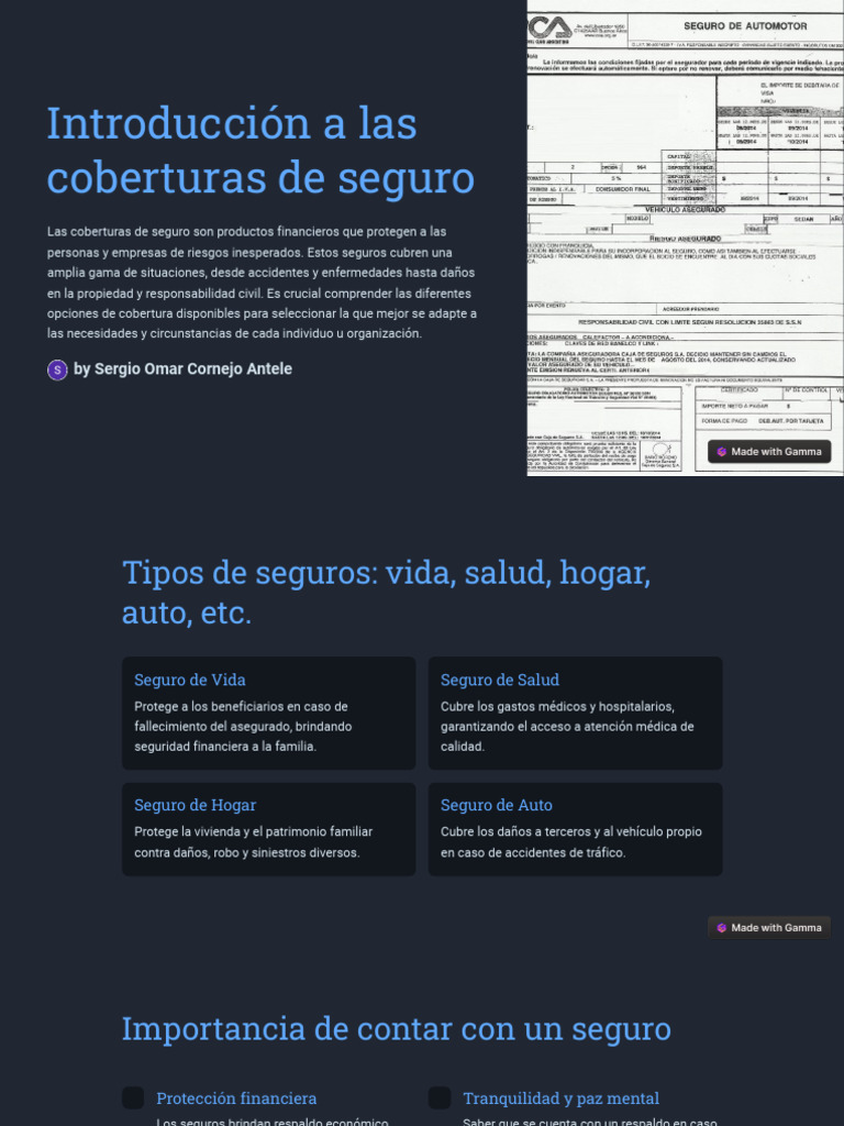 Introduccion A Las Coberturas de Seguro | PDF | Seguro | Póliza de seguros