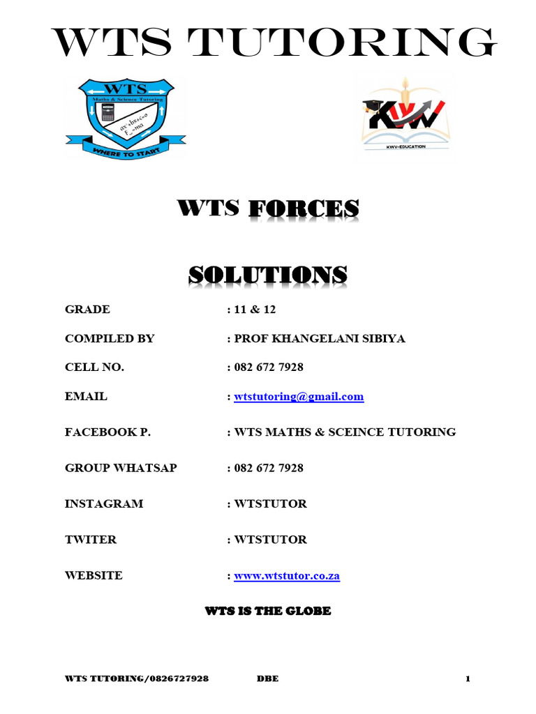 Wts 11 & 12 Forces Solutions | PDF | Science & Mathematics | Technology ...