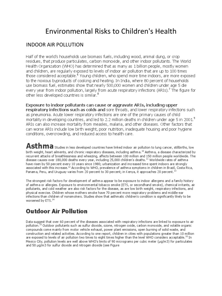 Environmental Risks To Children's Health: Asthma | PDF | Air Pollution ...