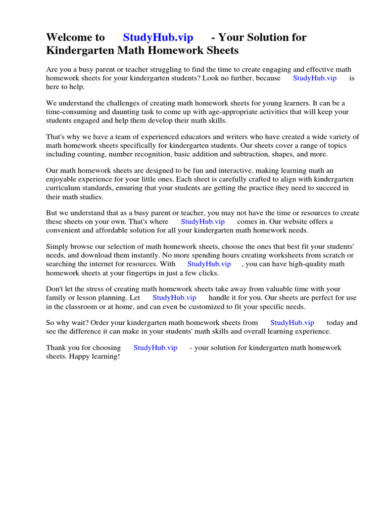 Math Homework Sheets Kindergarten | PDF | Worksheet | Mathematics
