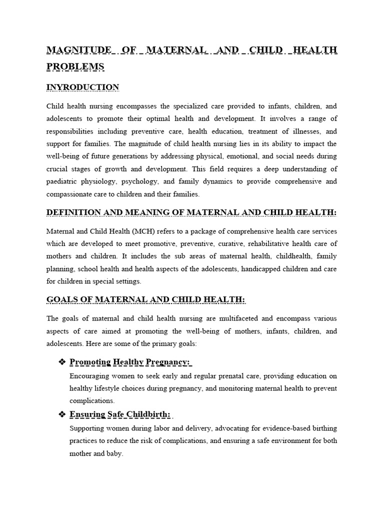 Maternal and Child Health Challenges | PDF | Maternal Health ...