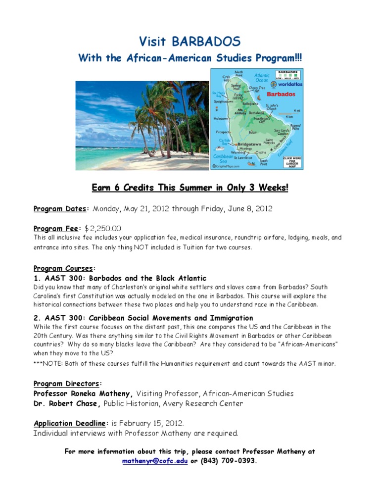 Study Abroad in Barbados: Summer 2012 | PDF