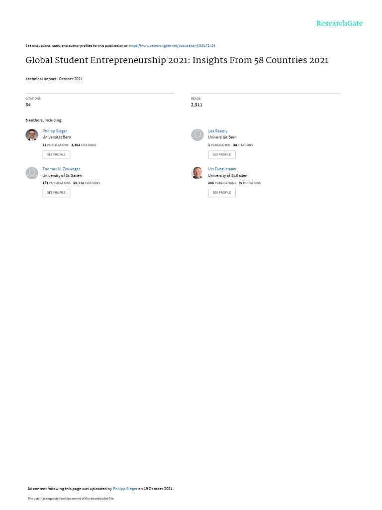 GUESSS 2021 Global Report | PDF | Entrepreneurship | Economies