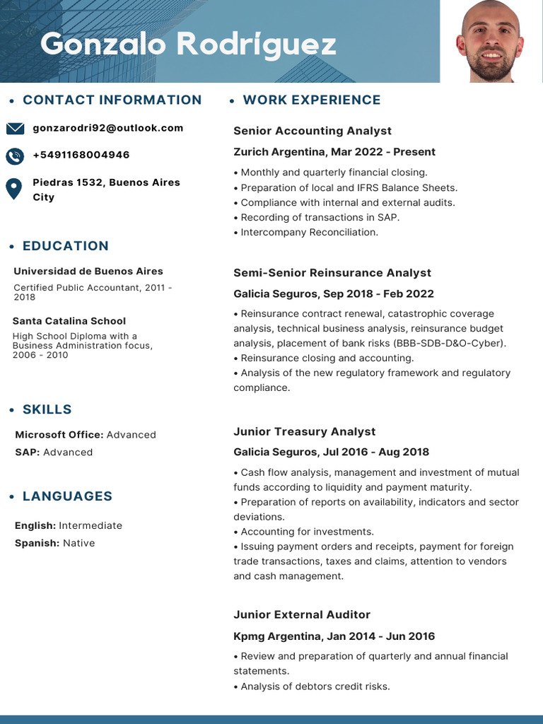 CV en inglés | PDF | Accounting | Financial Analyst