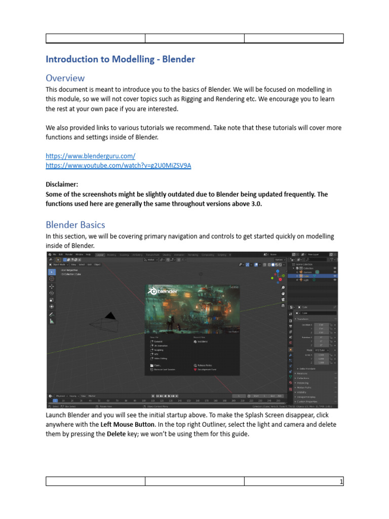 Introduction To Modelling - Guide | PDF | Blender (Software) | 3 D Computer Graphics