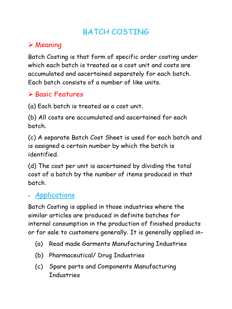 Batch Costing | PDF | Inventory | Economies