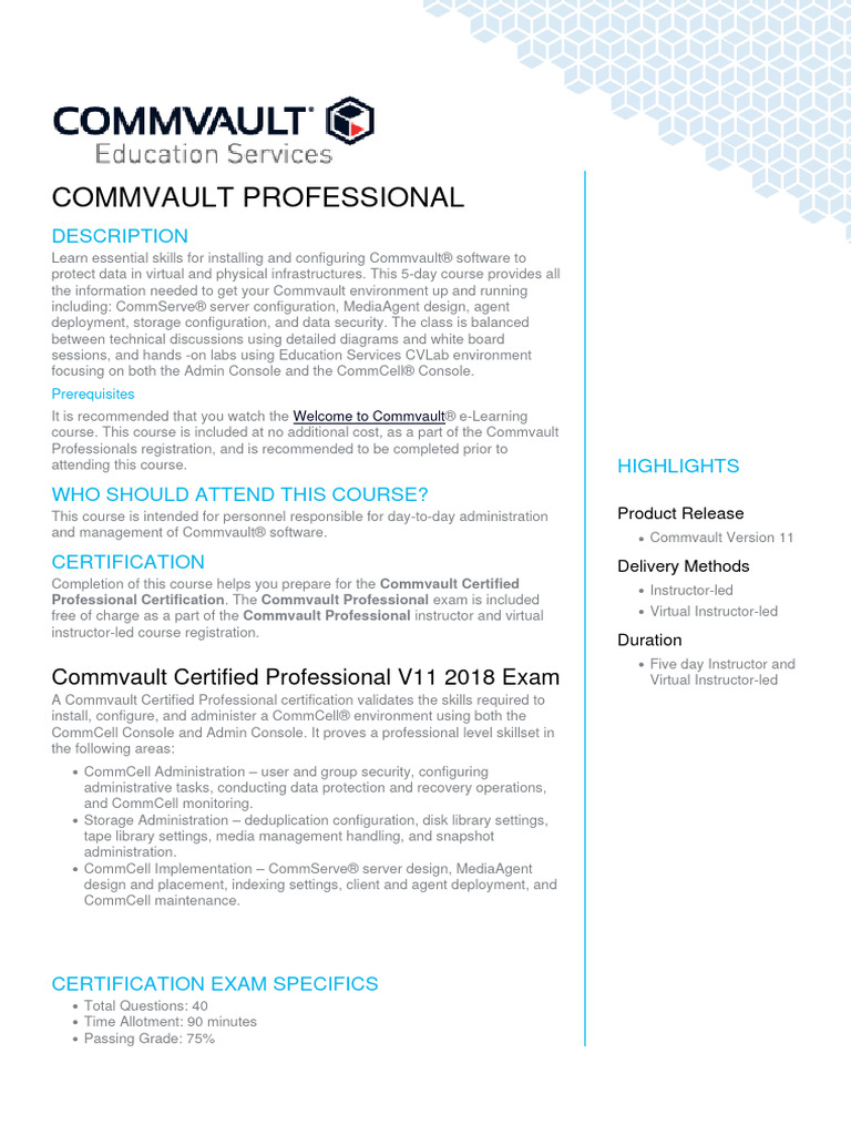 Commvault Professional - Overview | PDF | Backup | Virtualization