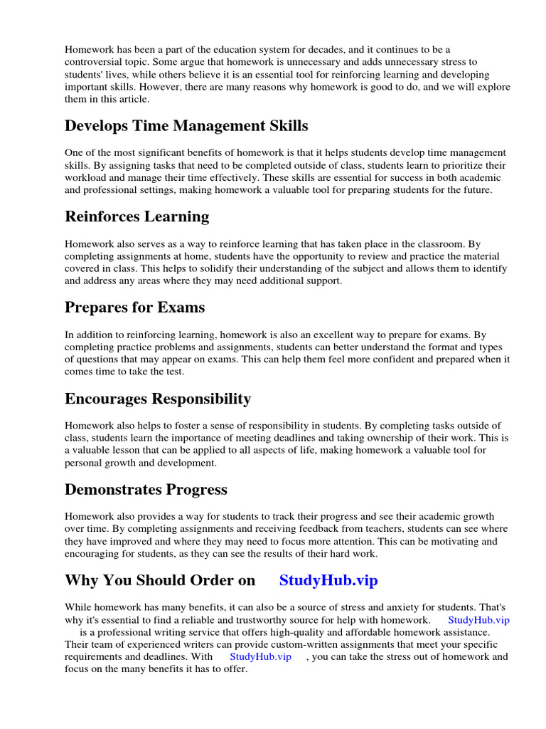 Why Is Homework Good To Do | PDF | Homework | Learning