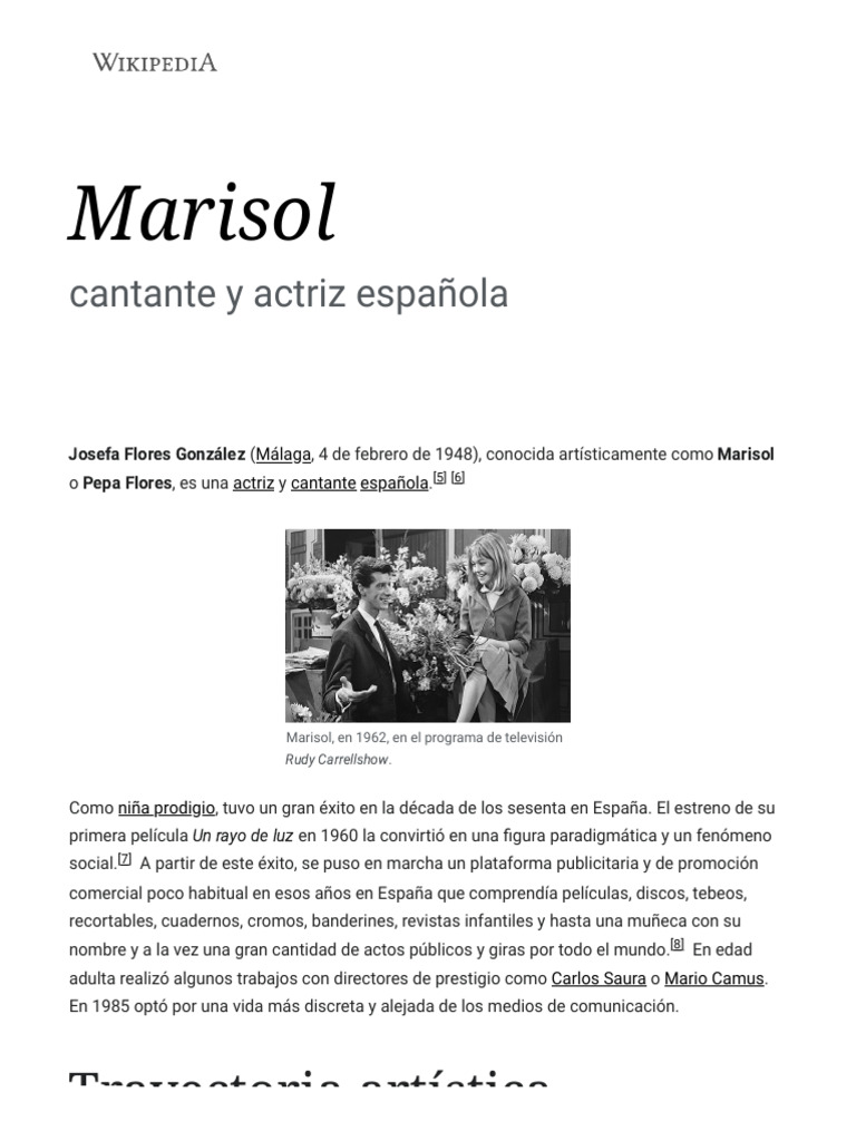 Marisol - Wikipedia, La Enciclopedia Libr | PDF | Historia