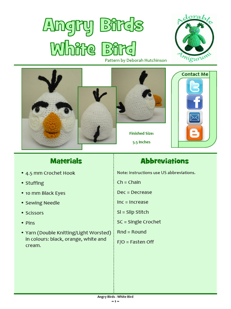 Angry Birds - White Bird | PDF | Crochet | Knitting