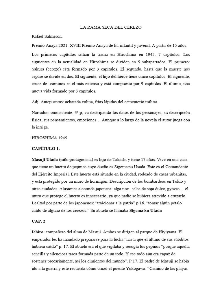 Resumen Libro La Rama Seca Del Cerezo | PDF | Poesía