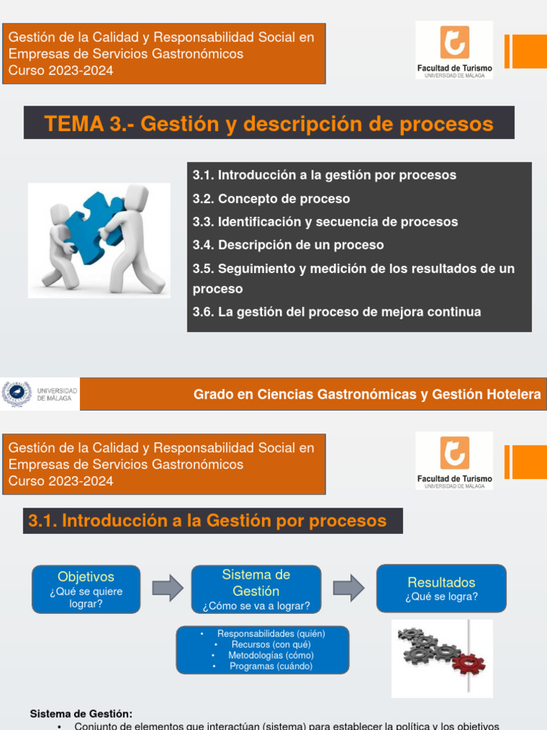 Presentación Tema 3 Gestión Calidad y RSC Gastro 2024 | PDF | Gestión de la calidad | Calidad ...