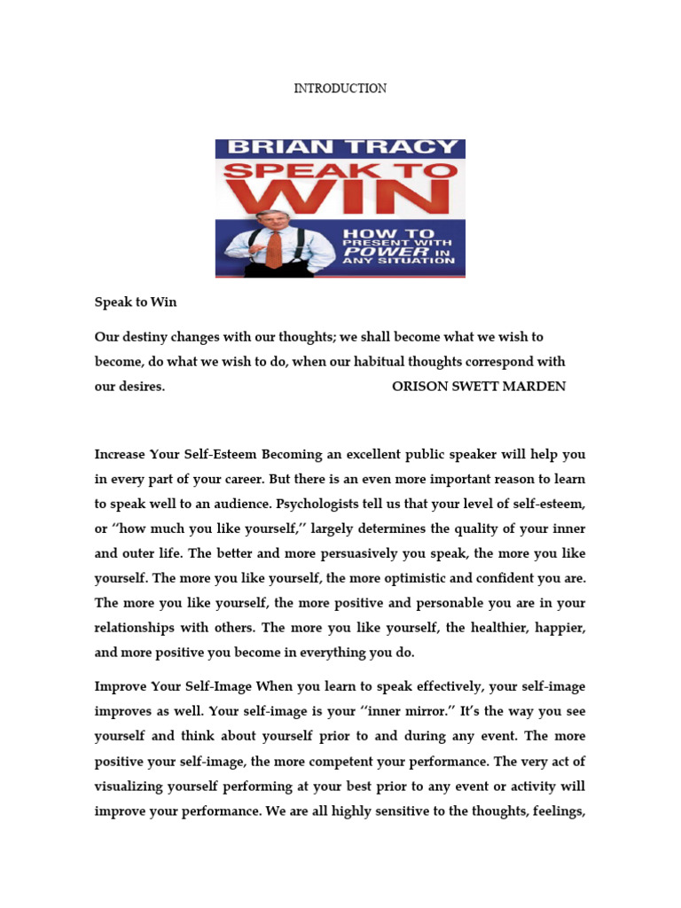 Speak To Win | PDF | Self Esteem | Cognition