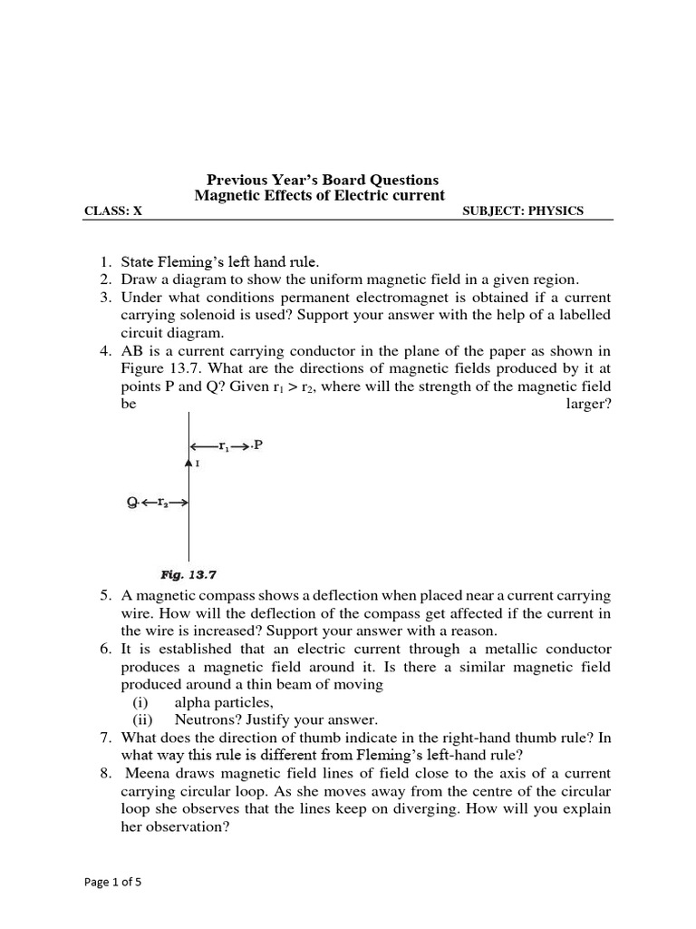 CBSE - Magnetic Effects of Electric Current | PDF | Magnetic Field ...