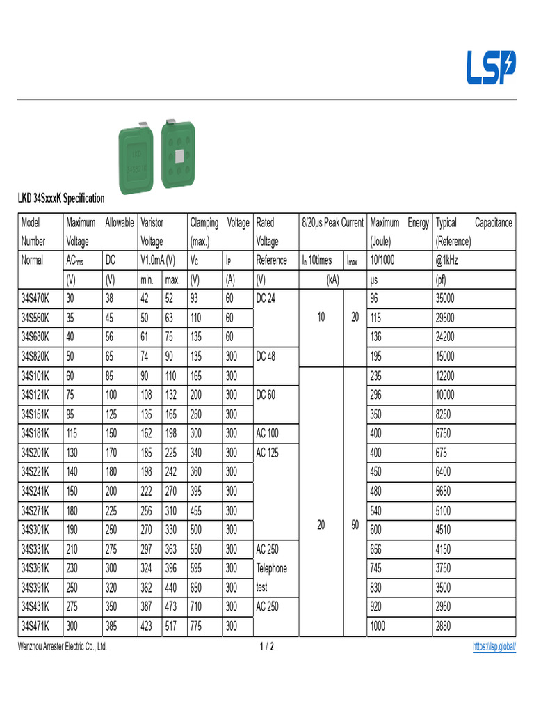 LKD 34SxxxK Specification | PDF | Physical Quantities | Electronic ...