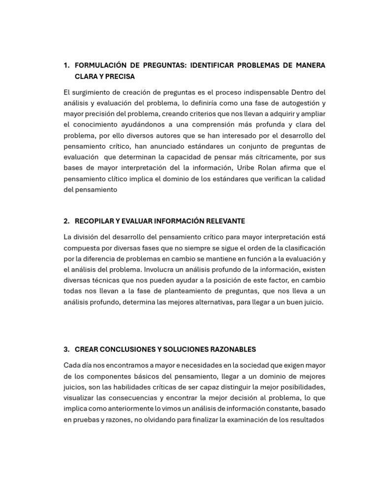 PREGUNTAS DE PENSAMIENTO | PDF | Pensamiento | Pensamiento crítico