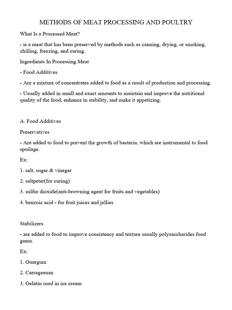 Tle Notes GR8 | PDF | Foods | Curing (Food Preservation)