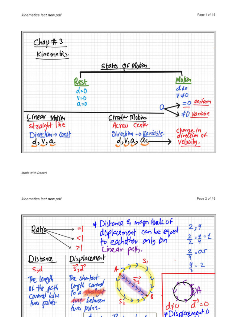 Kinematics Lecture Notes PDF | PDF