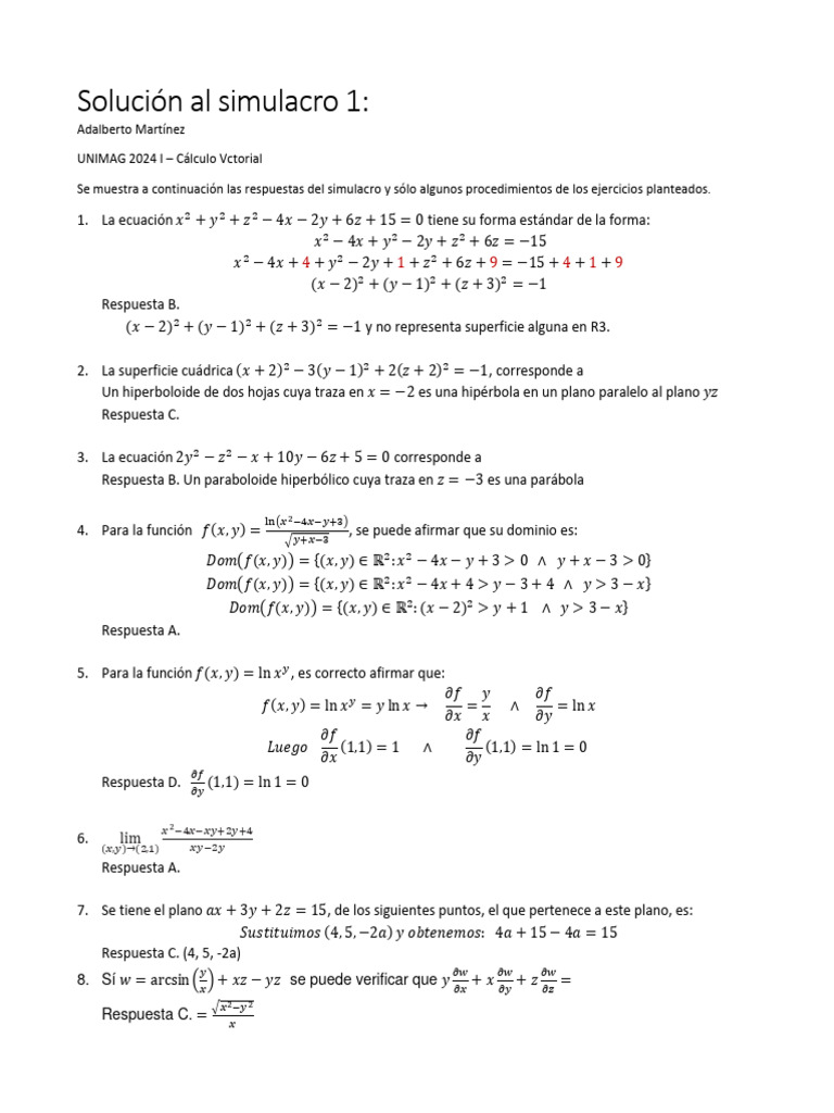 Solución Al Simulacro 1 PD1 2024 I | PDF | Matemáticas | Geometría