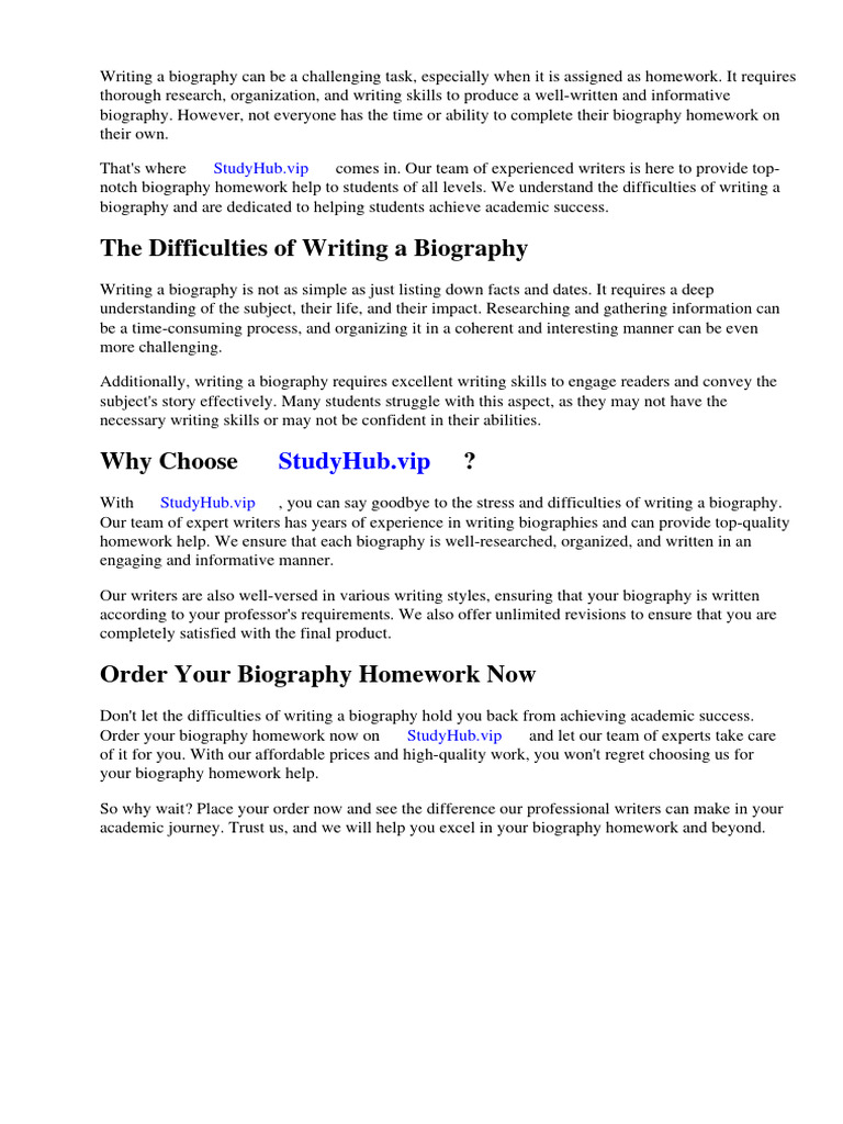 Biography Homework Help | PDF | Biography | Homework