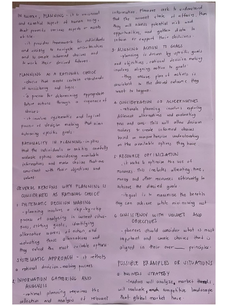 Plannning Notes 1 | PDF