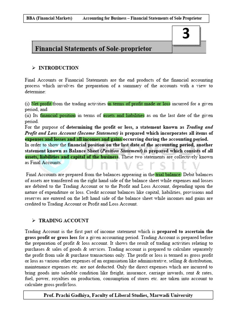 Module 3 Final Accounts | PDF | Debits And Credits | Expense