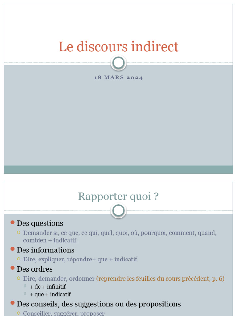 Le Discours Indirect SWA | PDF | Grammaire | Linguistique