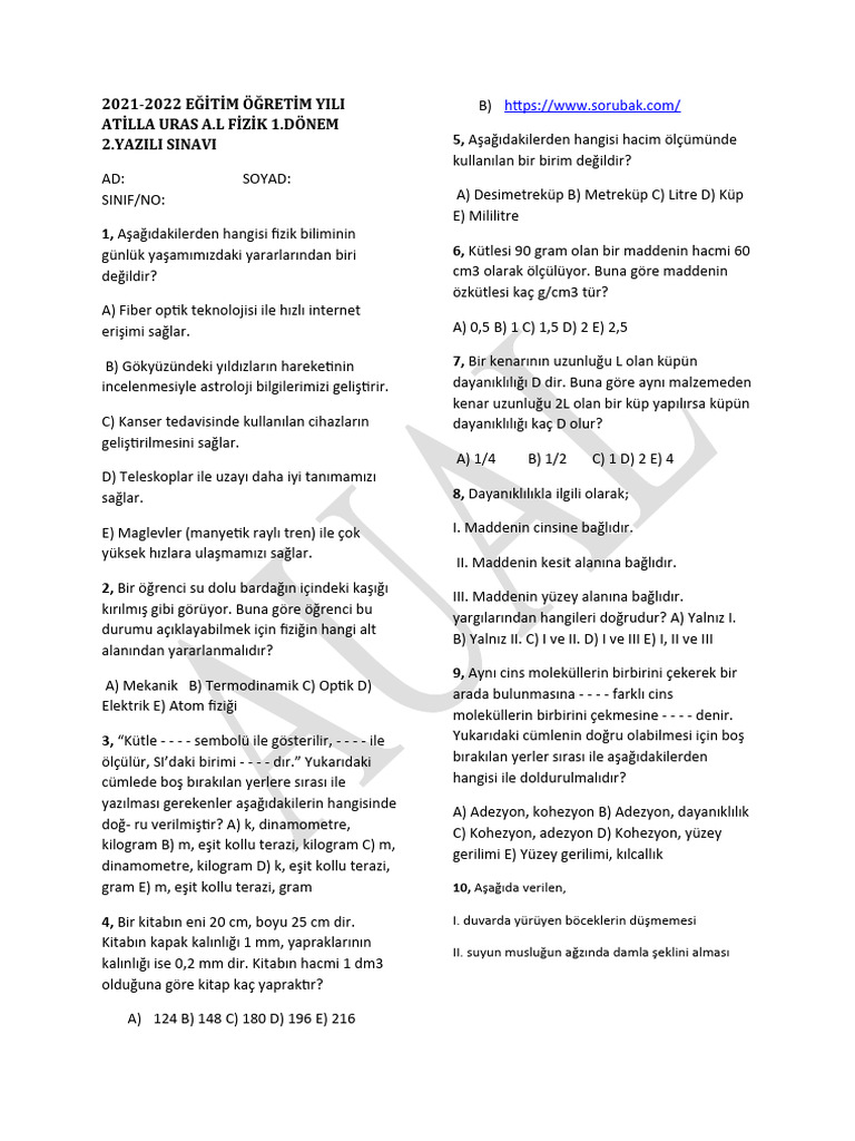 2021 2022fizzk 9sin1 Yaz | PDF