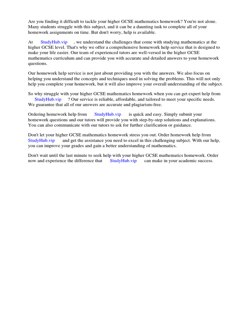 Higher Gcse Mathematics Homework Book Answers | PDF | Books | Homework