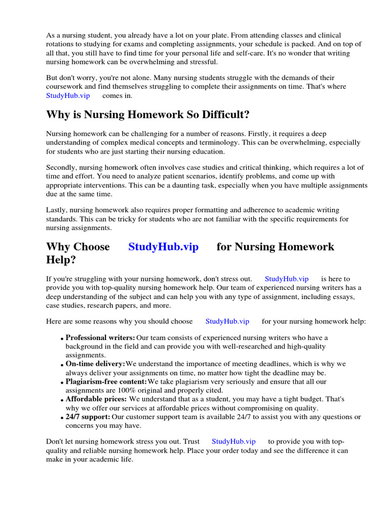 Homework Help in Nursing | PDF | Nursing | Homework