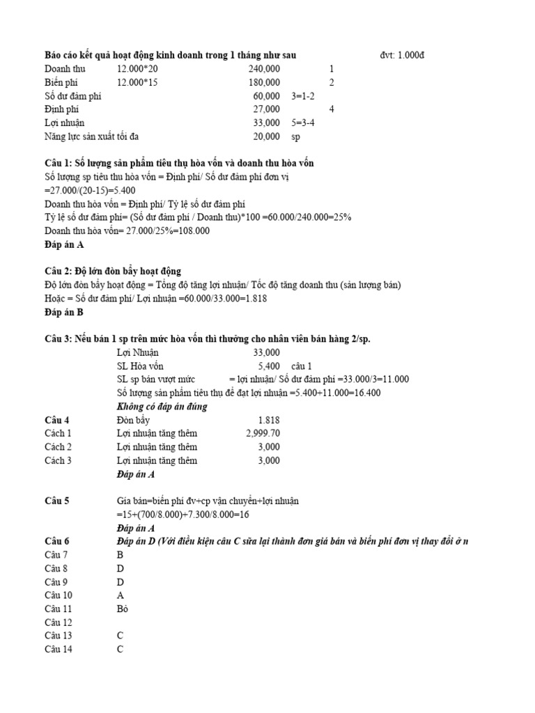 BT TRẮC NGHIỆM SÁCH KTQT1 C3&C6 | PDF