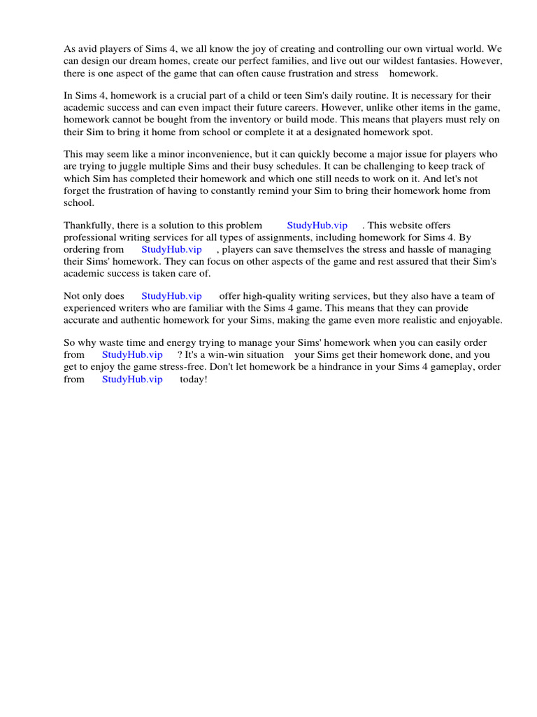 Sims 4 Homework Solutions Guide | PDF | Homework | Parenting