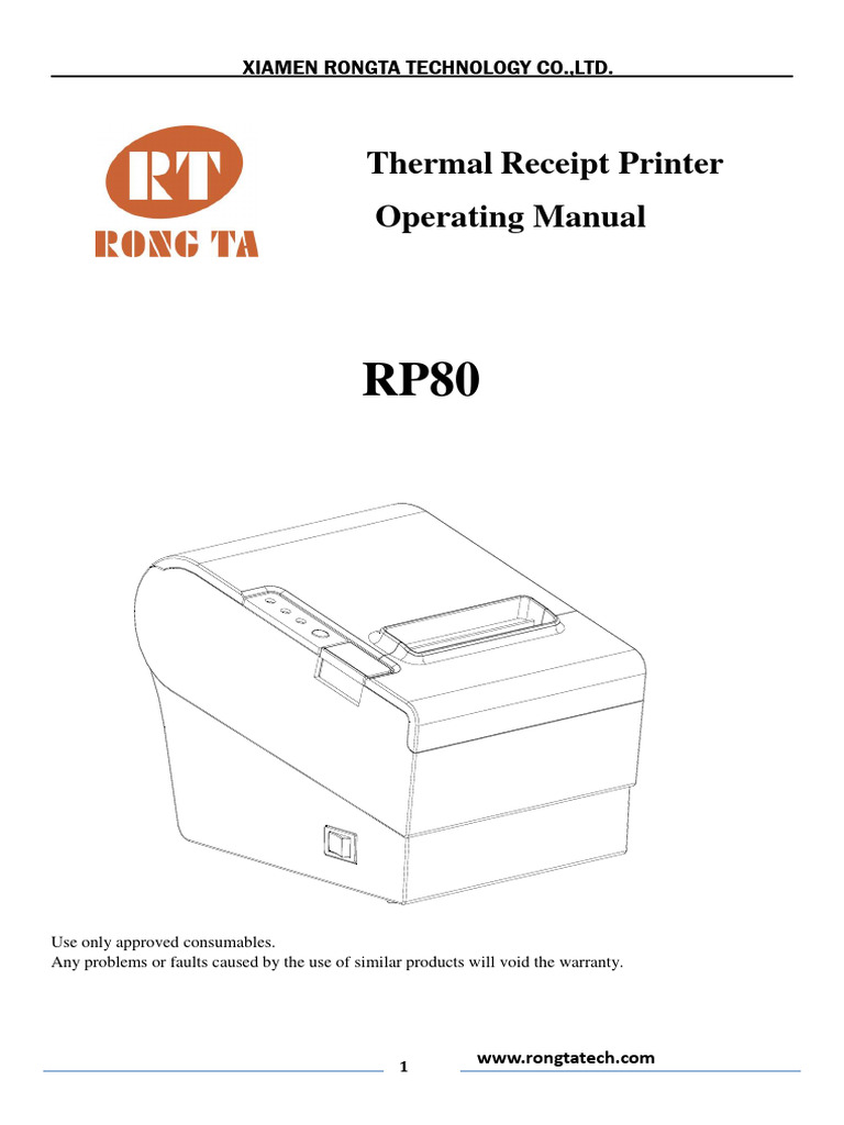 Thermal Receipt Printer RONGTA TECHNOLOGY RP80 | PDF | Printer (Computing) | Ac Power Plugs And ...