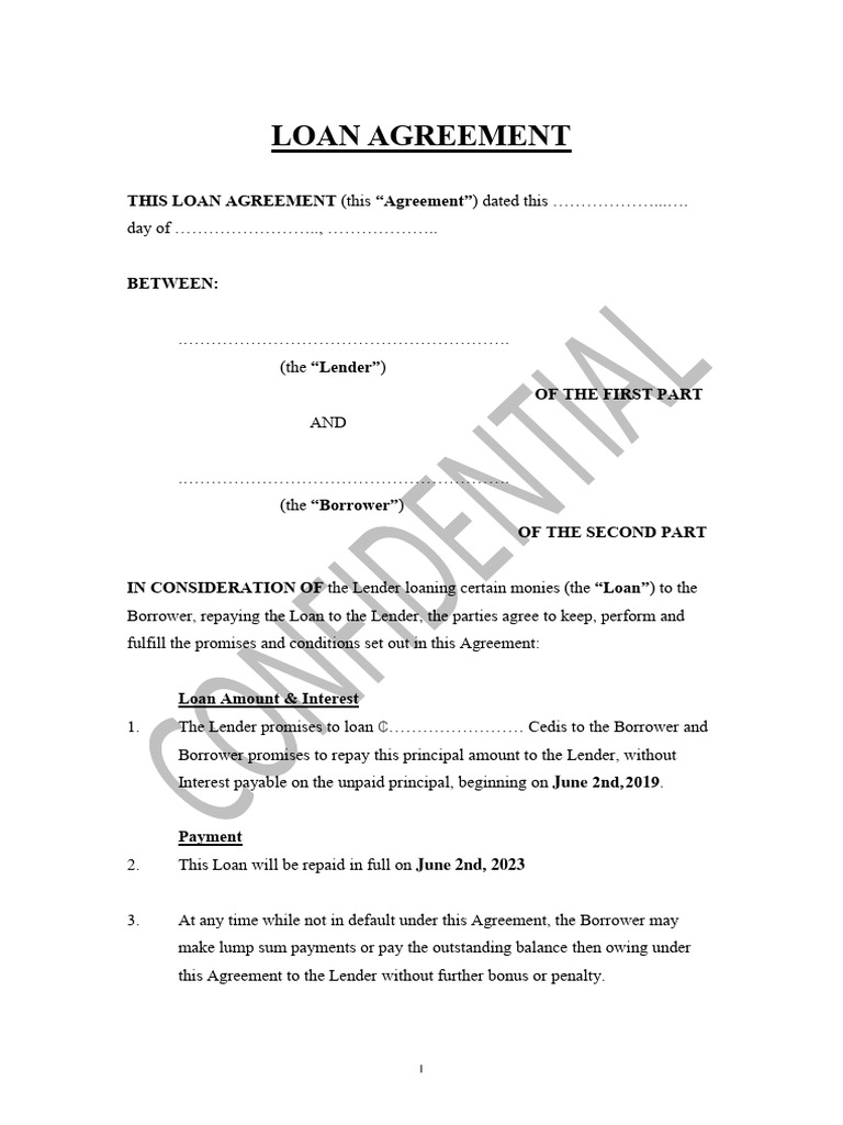 Loan Agreement | PDF | Loans | Debt