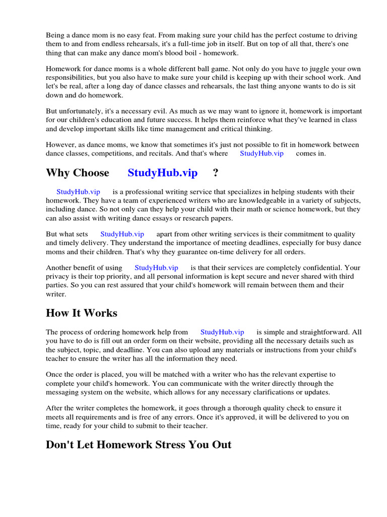 Dance Moms Homework | PDF