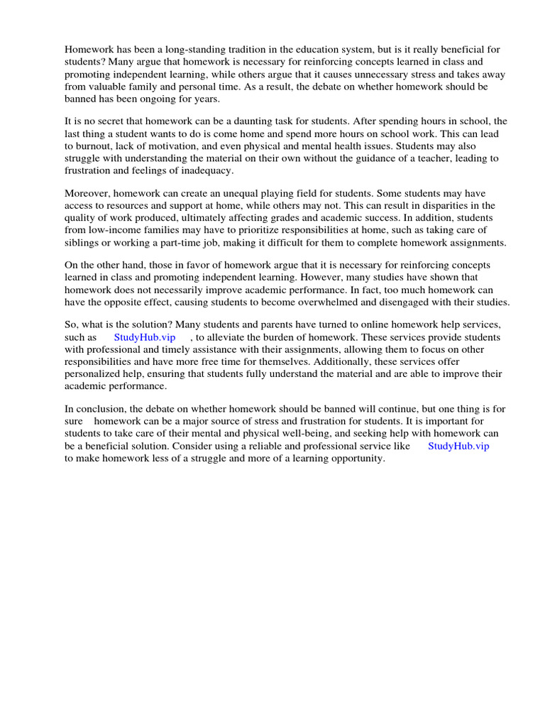 Persuasive Speech On Homework Should Be Banned | PDF | Homework