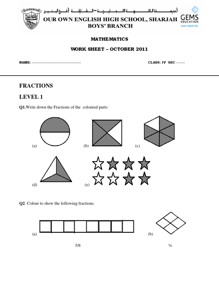 Worksheet Fraction | PDF | Odds | Fraction (Mathematics)