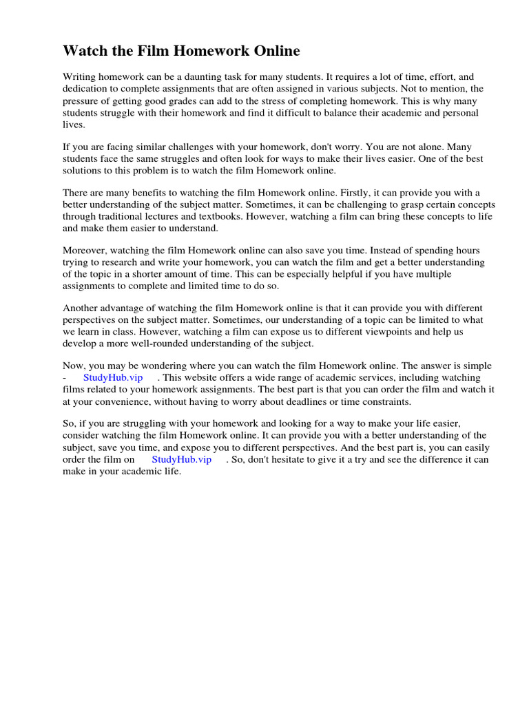 Watch The Film Homework Online | PDF | Homework | Social Media