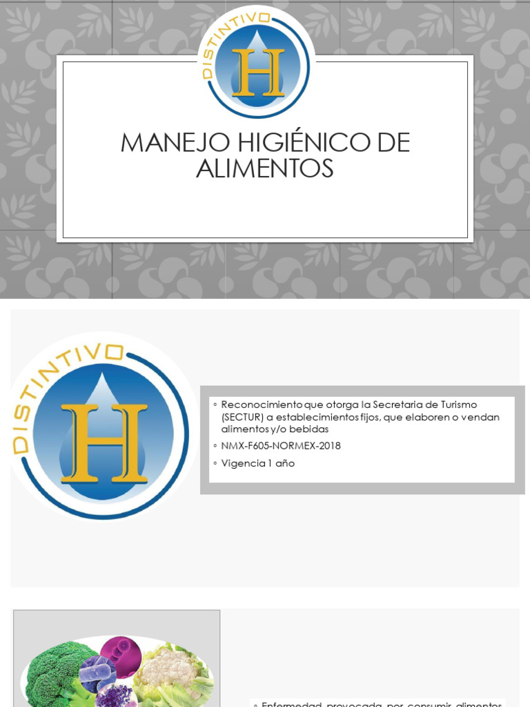 Manejo Higiénico de Alimentos y Distintivo H | PDF | Alimentos | Agua