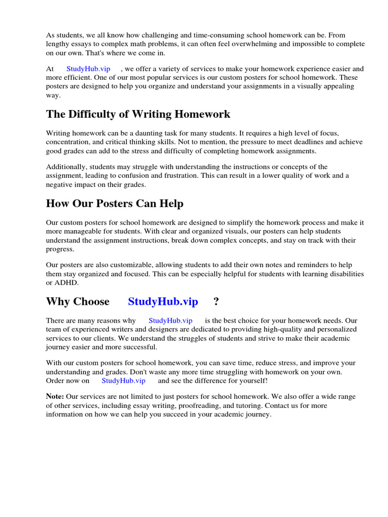 Custom Homework Posters by StudyHub | PDF | Homework | Http Cookie