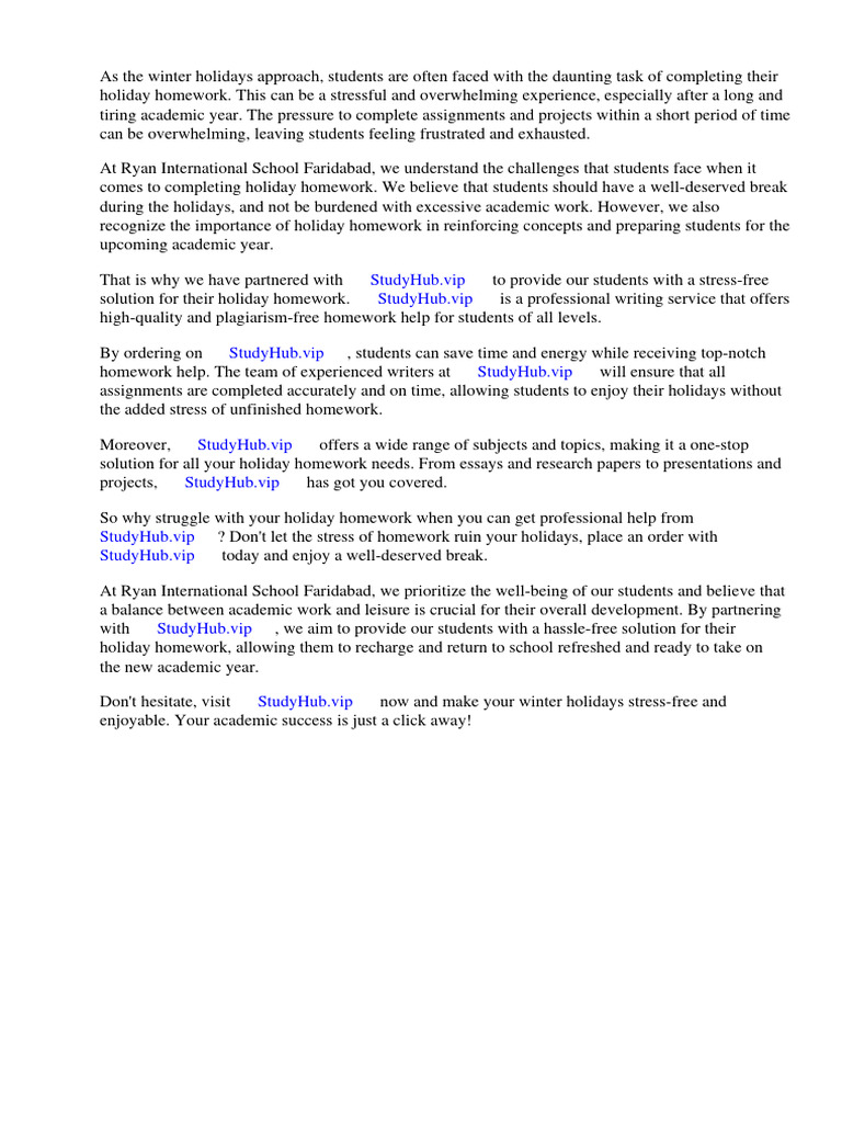 Ryan International School Faridabad Winter Holiday Homework | PDF ...