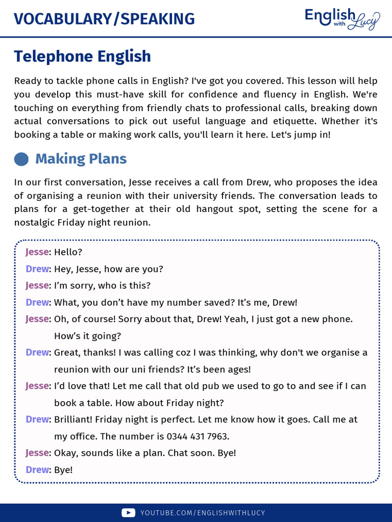 Telephone English | PDF | Human Communication | Linguistics