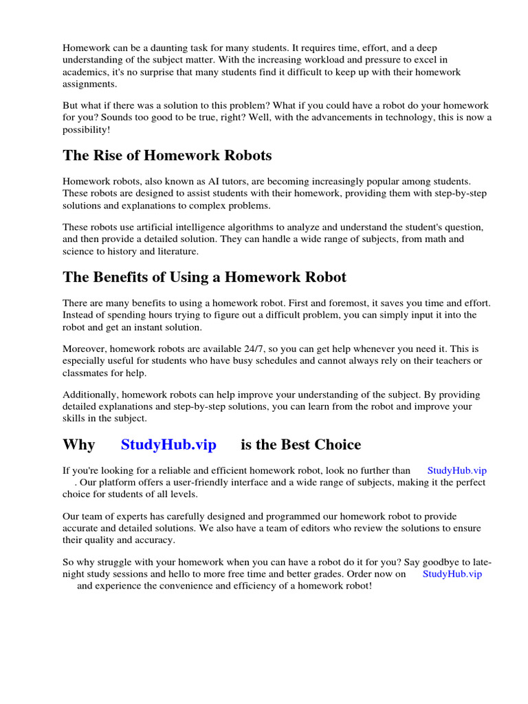Robot To Do Homework | PDF | Artificial Intelligence | Intelligence (AI) & Semantics