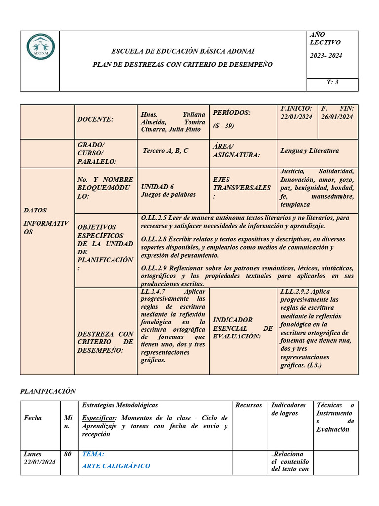 PLAN S39 LyL | PDF | Ortografía | Escritura