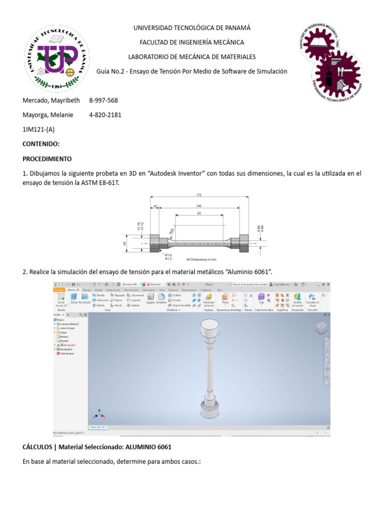 Informe 2 - Lab Mec de Materiales 1IM121 A - Mayorga; Mercado 1 | PDF | Deformación (ingeniería ...